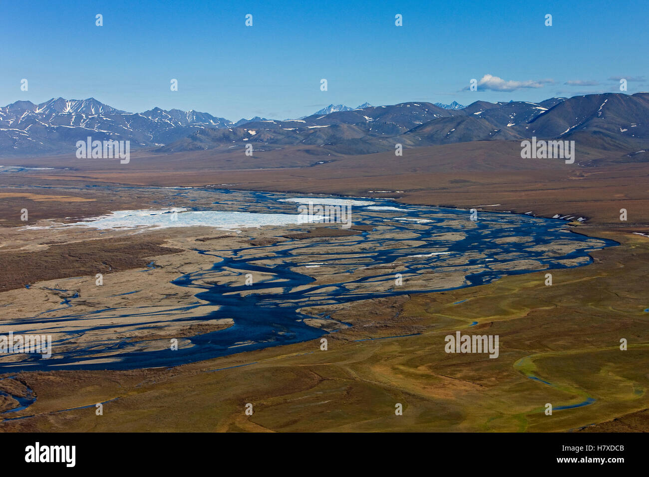 Aichilik River channels and gravel bars on coastal plain, Arctic ...