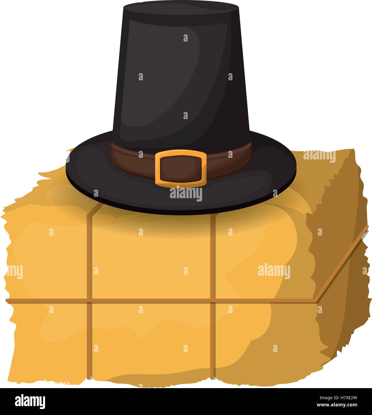 Hay and hat icon. Thanksgiving and autumn season theme. Colorful design ...