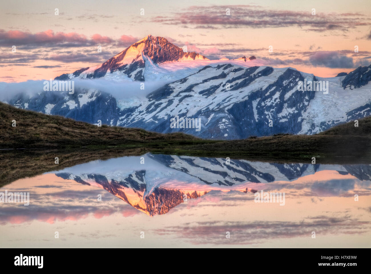 Mount Aspiring, moonrise over Cascade Saddle, Mount Aspiring National ...