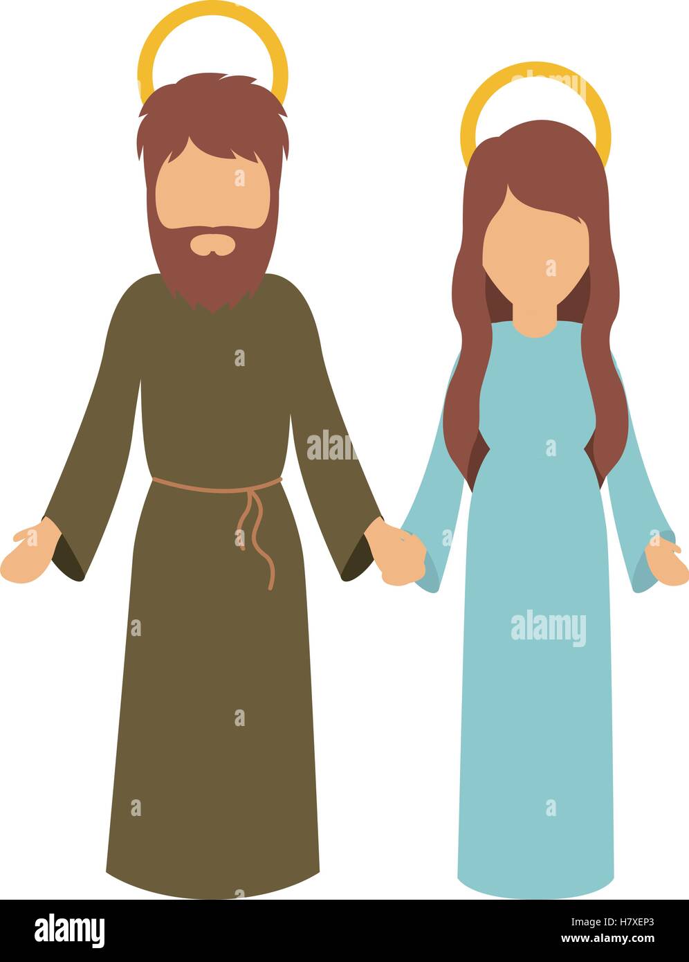 Mary and joseph cartoon icon. Holy night family christmas and betlehem ...