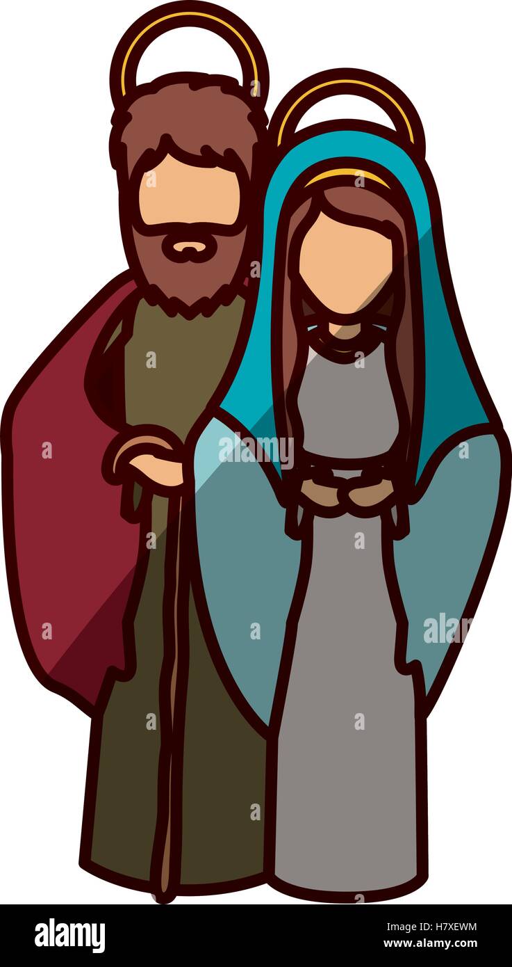 Mary and joseph cartoon icon. Holy night family christmas and betlehem ...