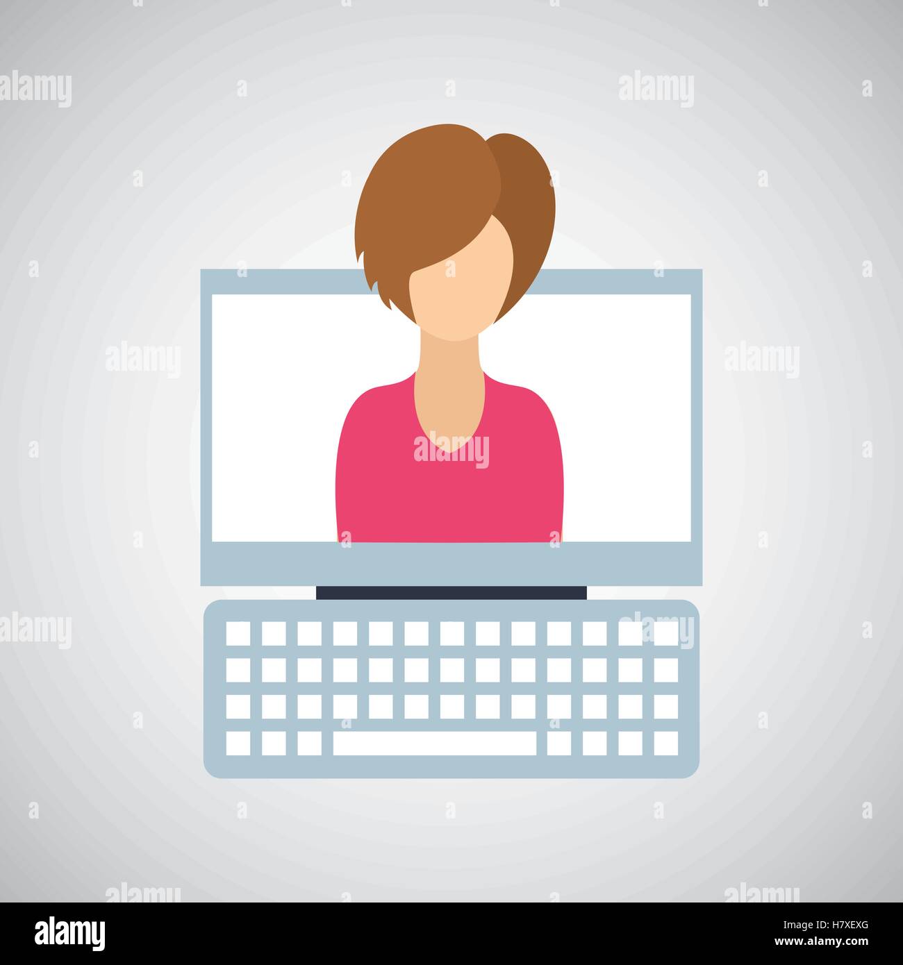 computer cartoon icon with character woman vector illustration eps 10 ...