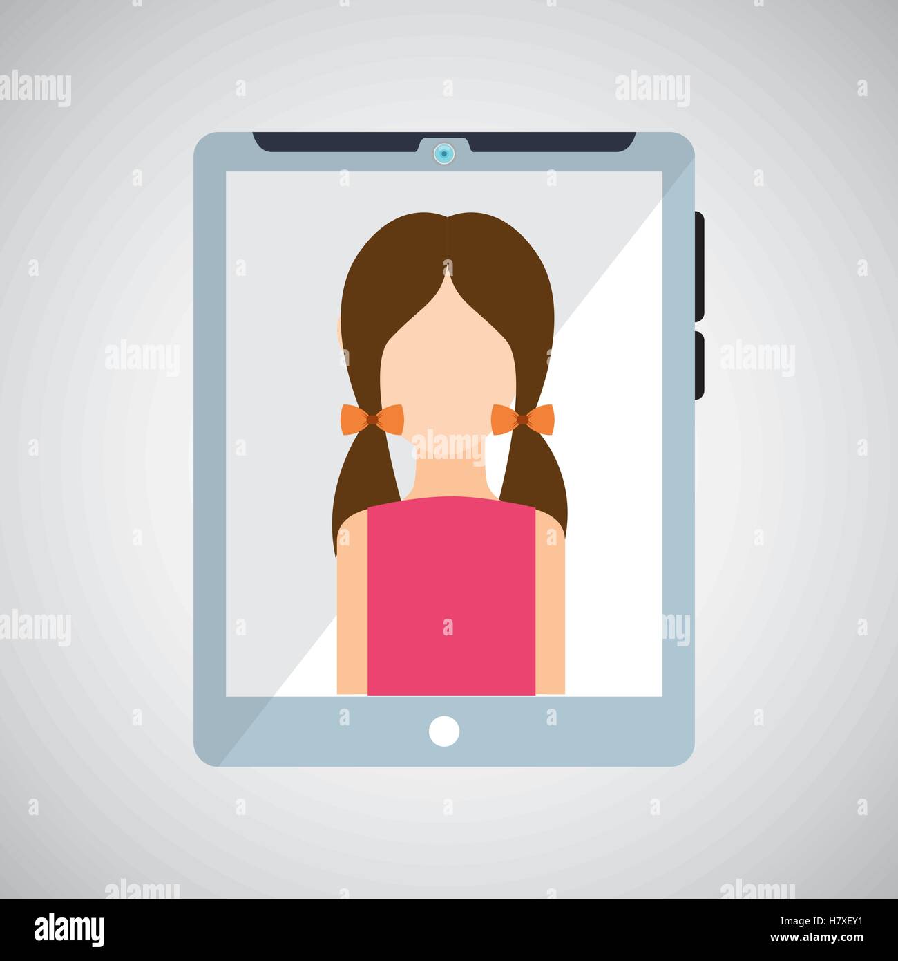 cartoon tablet and character woman vector illustration eps 10 Stock ...