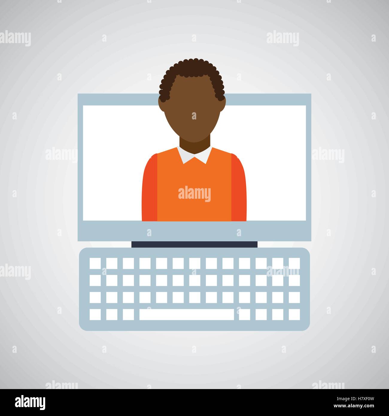 computer cartoon icon with character man vector illustration eps 10 ...