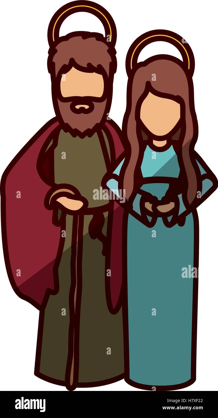 Mary and joseph cartoon icon. Holy night family christmas and betlehem ...