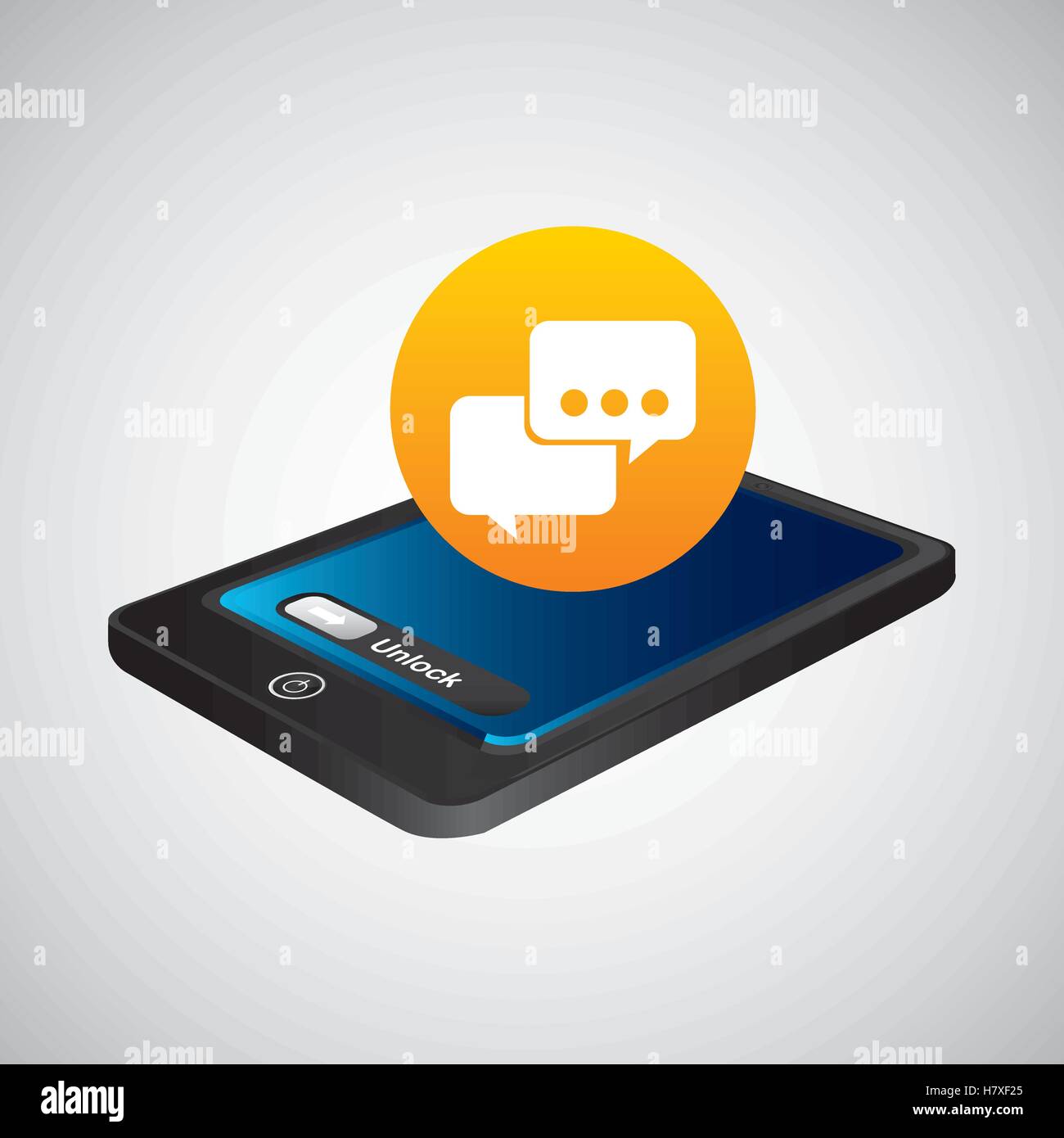 smartphone blue screen unlock bubble speech vector illustration eps 10 ...