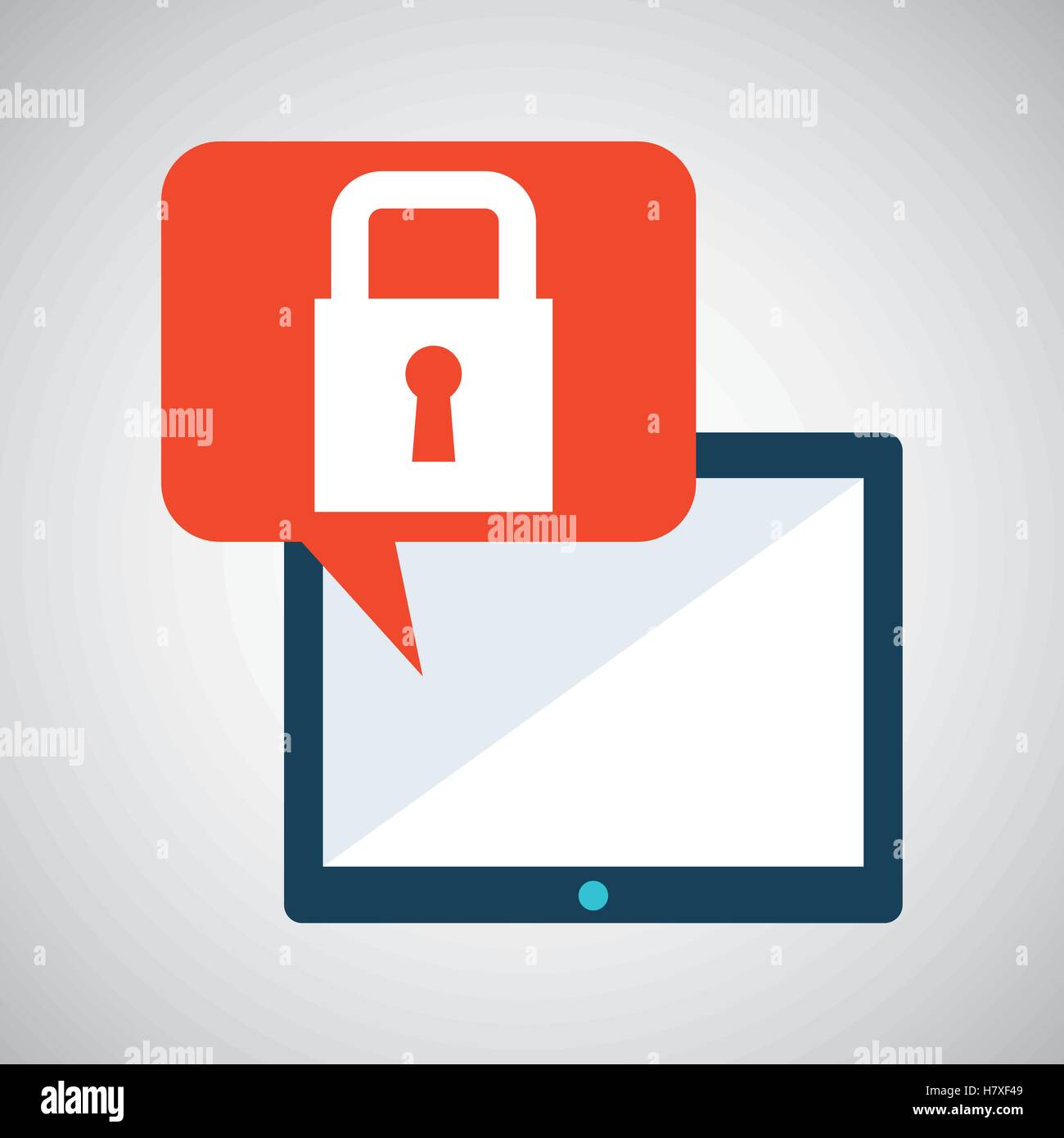 blue cartoon tablet lock data bubble speech vector illustration eps 10 ...