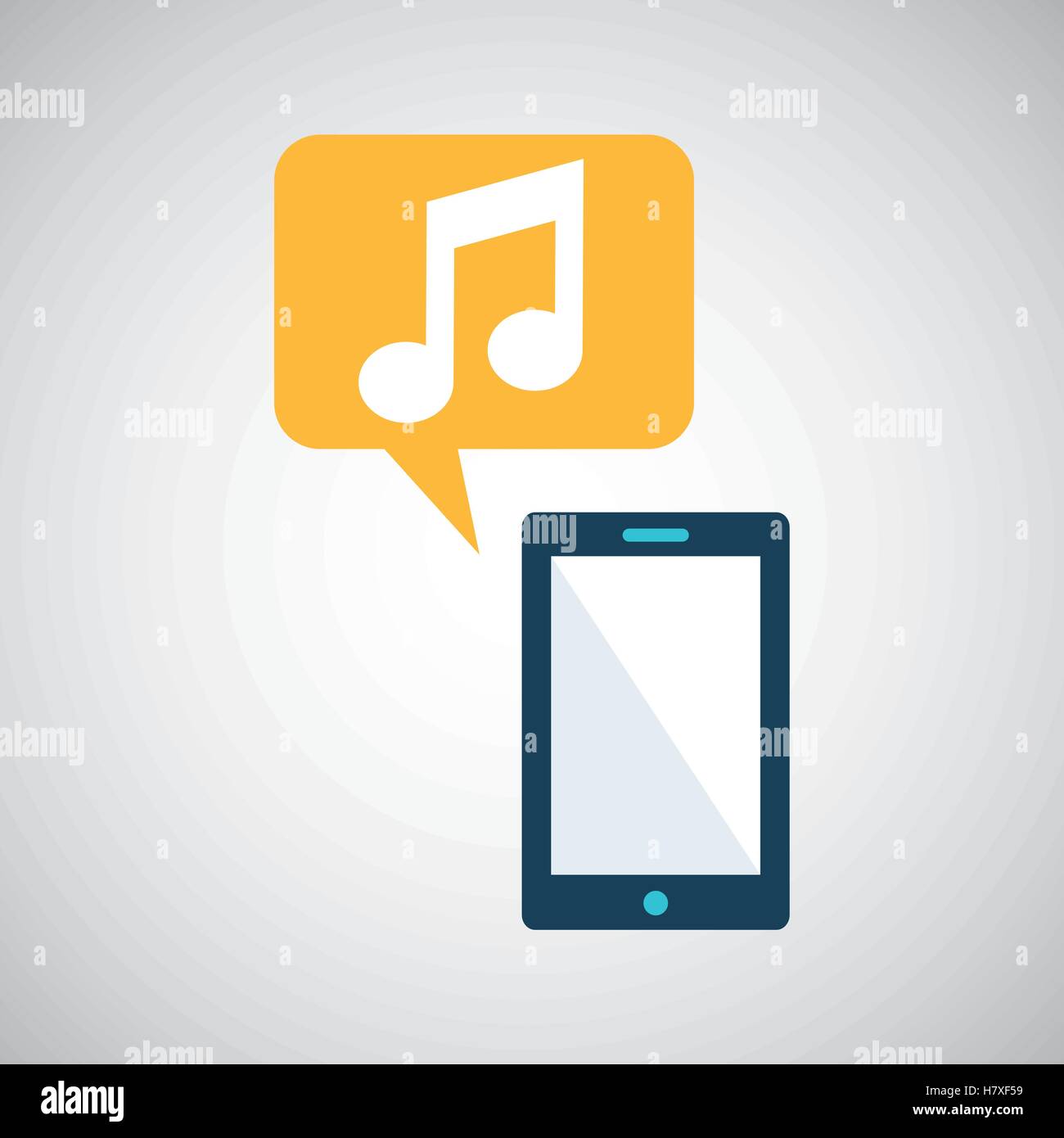 smartphone blue cartoon music bubble speech vector illustration eps 10 ...