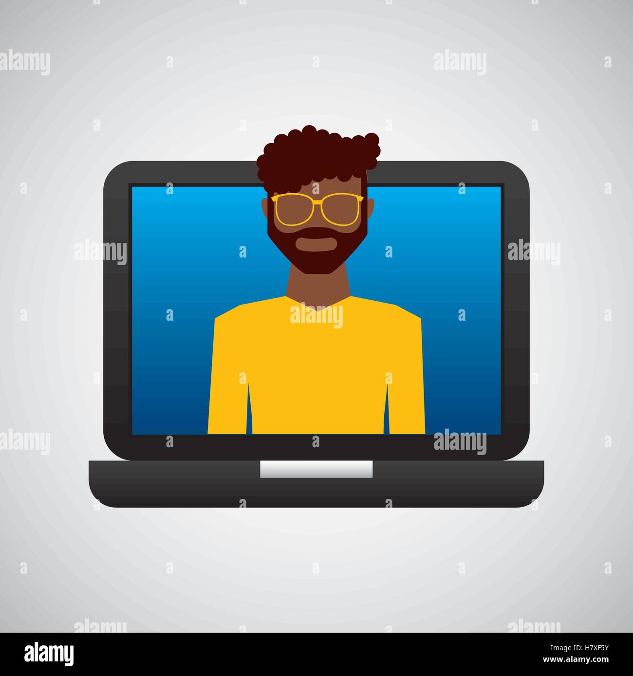 open laptop black and avatar afro man vector illustration eps 10 Stock ...