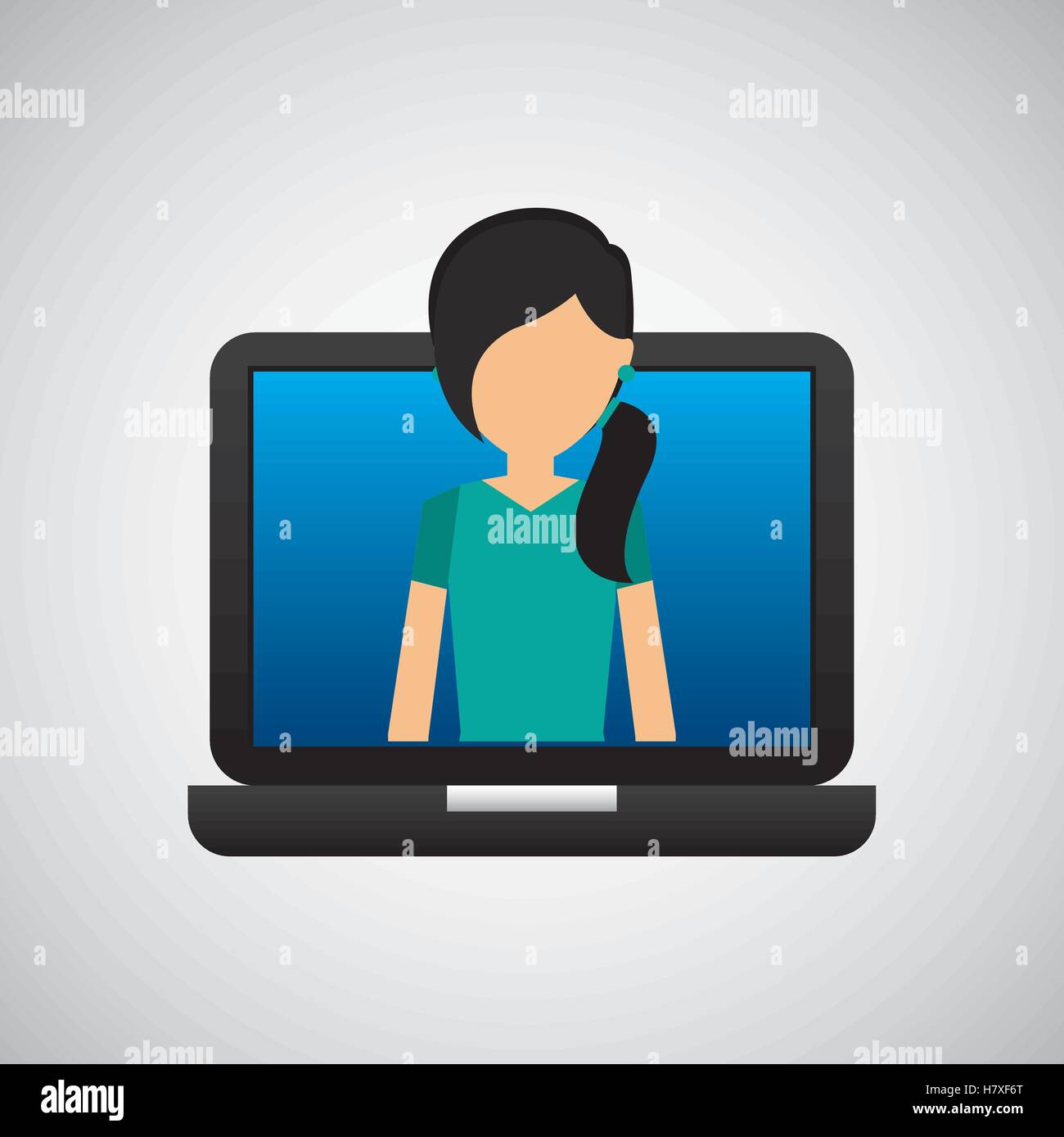 open laptop black and avatar woman vector illustration eps 10 Stock ...