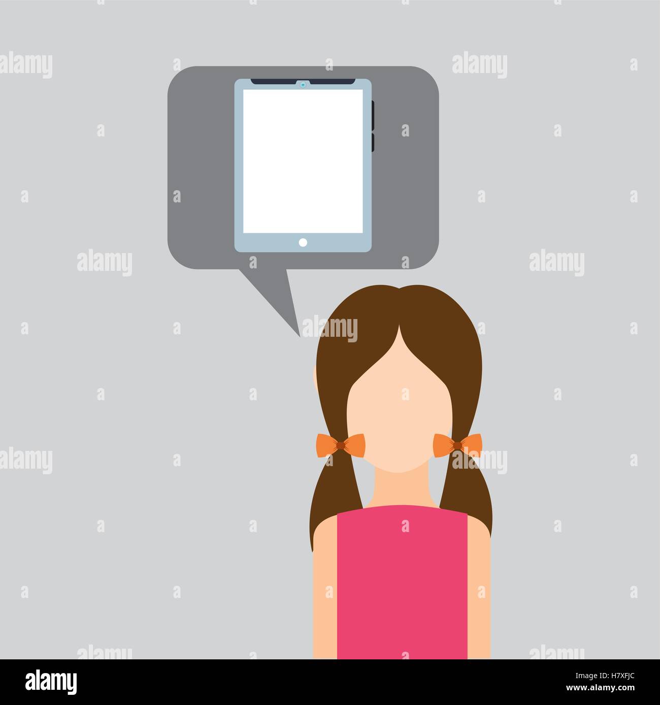 cartoon tablet and character woman vector illustration eps 10 Stock ...