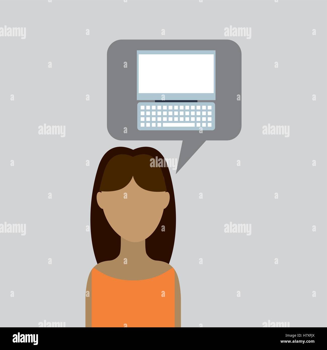 computer cartoon icon with character woman vector illustration eps 10 ...
