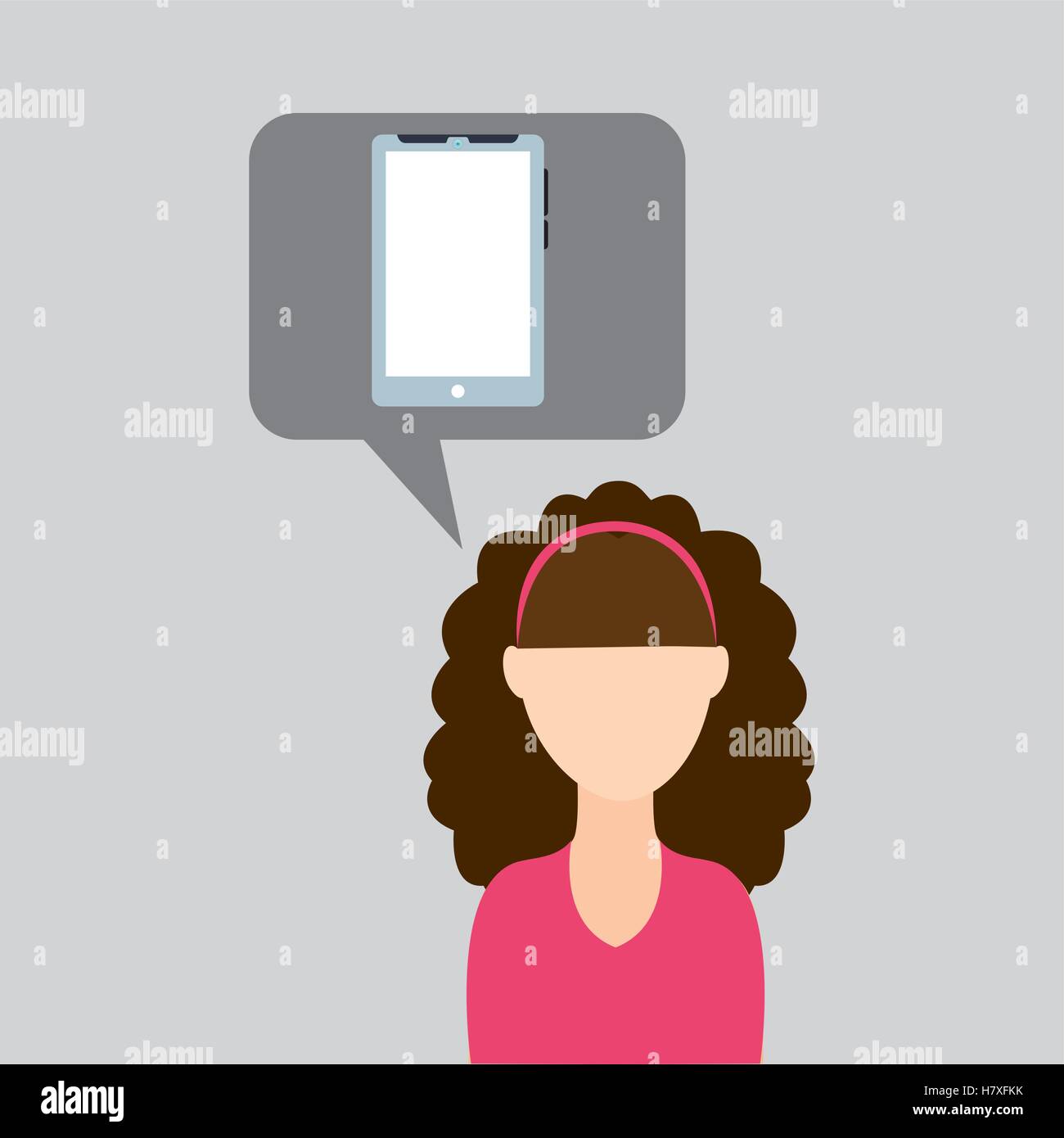 cellphone icon with woman character design vector illustration eps 10 ...