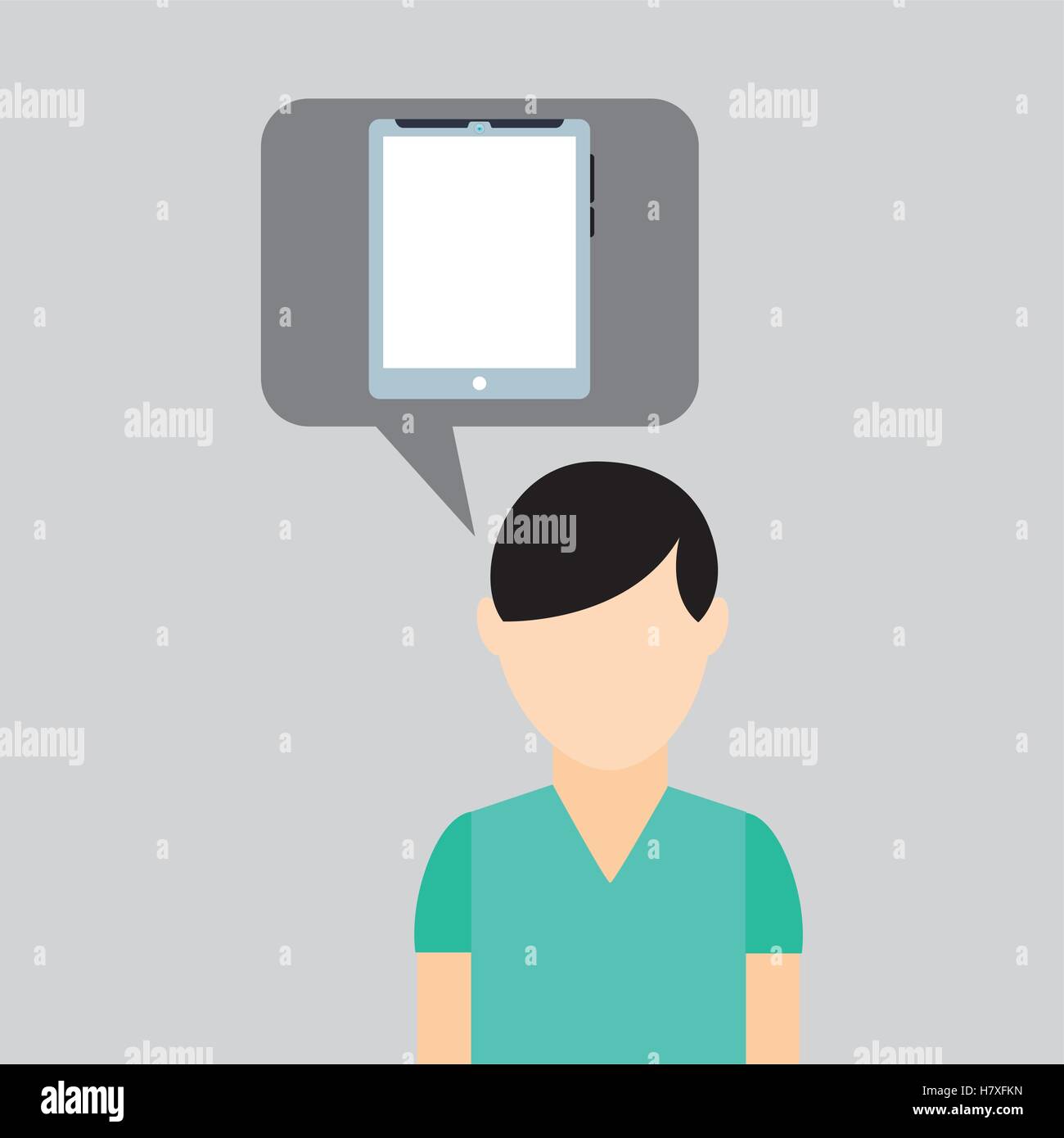 cartoon tablet and character man vector illustration eps 10 Stock ...