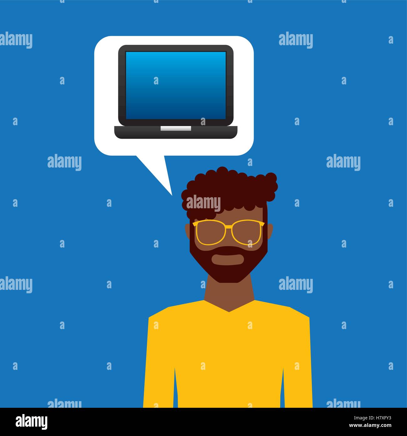 open laptop black and avatar afro man vector illustration eps 10 Stock ...