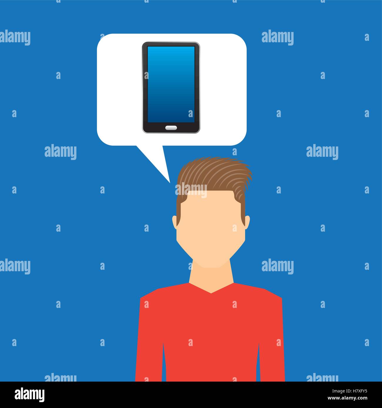 black smartphone and avatar boy vector illustration eps 10 Stock Vector ...