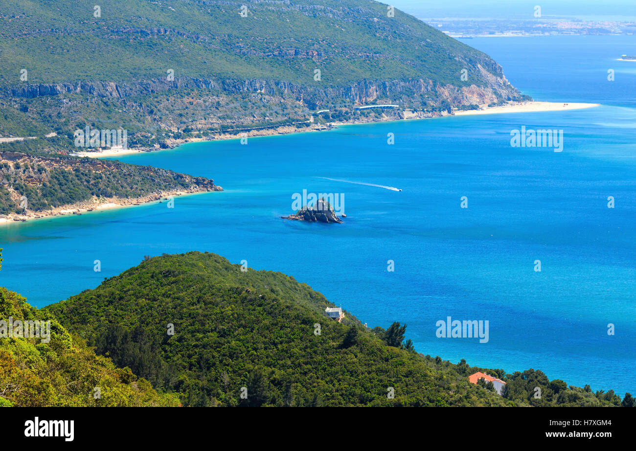 Summer sea coast landscape. View from Nature Park of Arrabida in ...