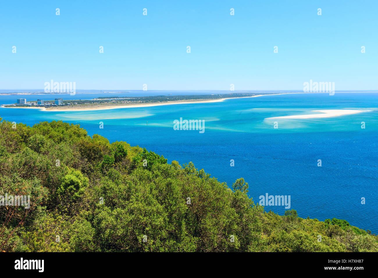Summer sea coastal landscape of Nature Park Arrabida in Setubal ...
