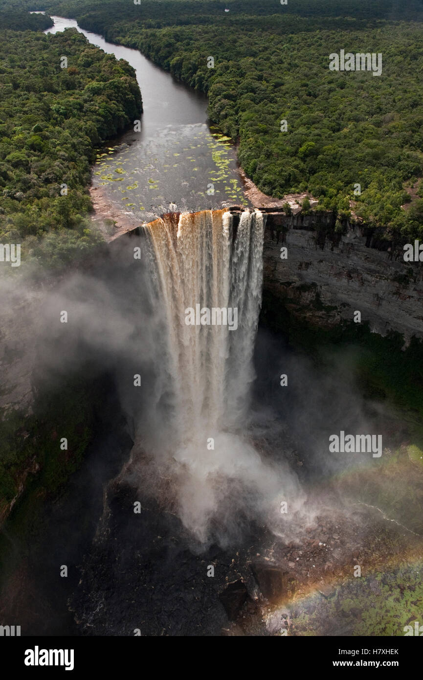 Kaieteur Waterfall where the Potaro River runs into the Essequibo River ...