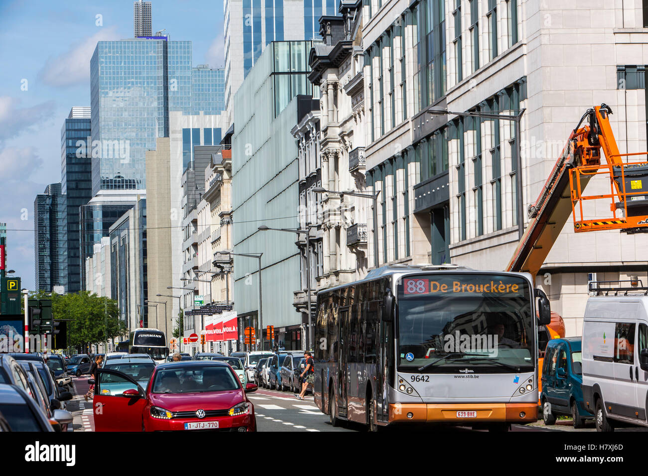 Brussels, Belgium, modern office buildings, high-rise buildings, on the ...