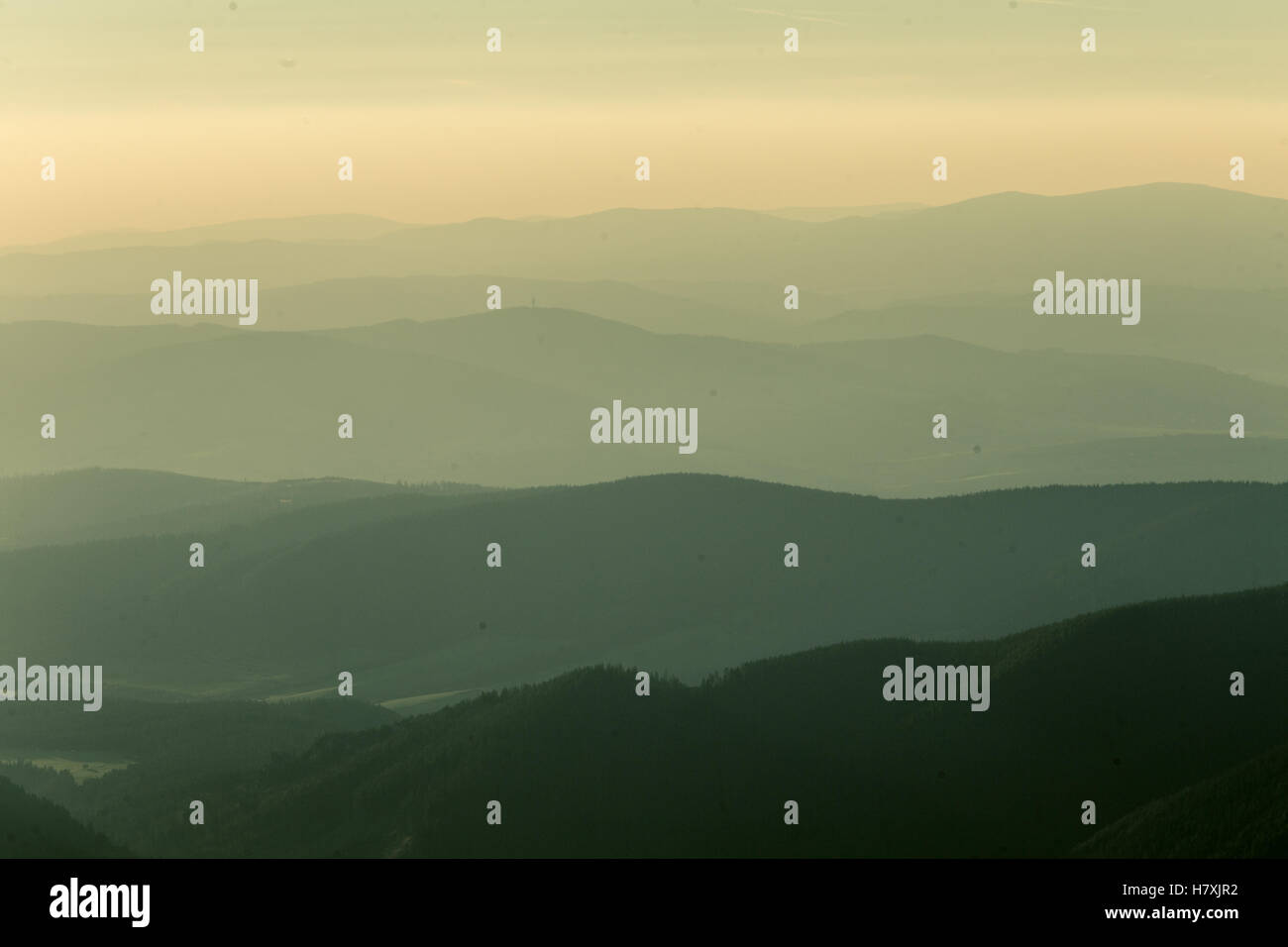 A beautiful perspective view above mountains with a gradient Stock ...