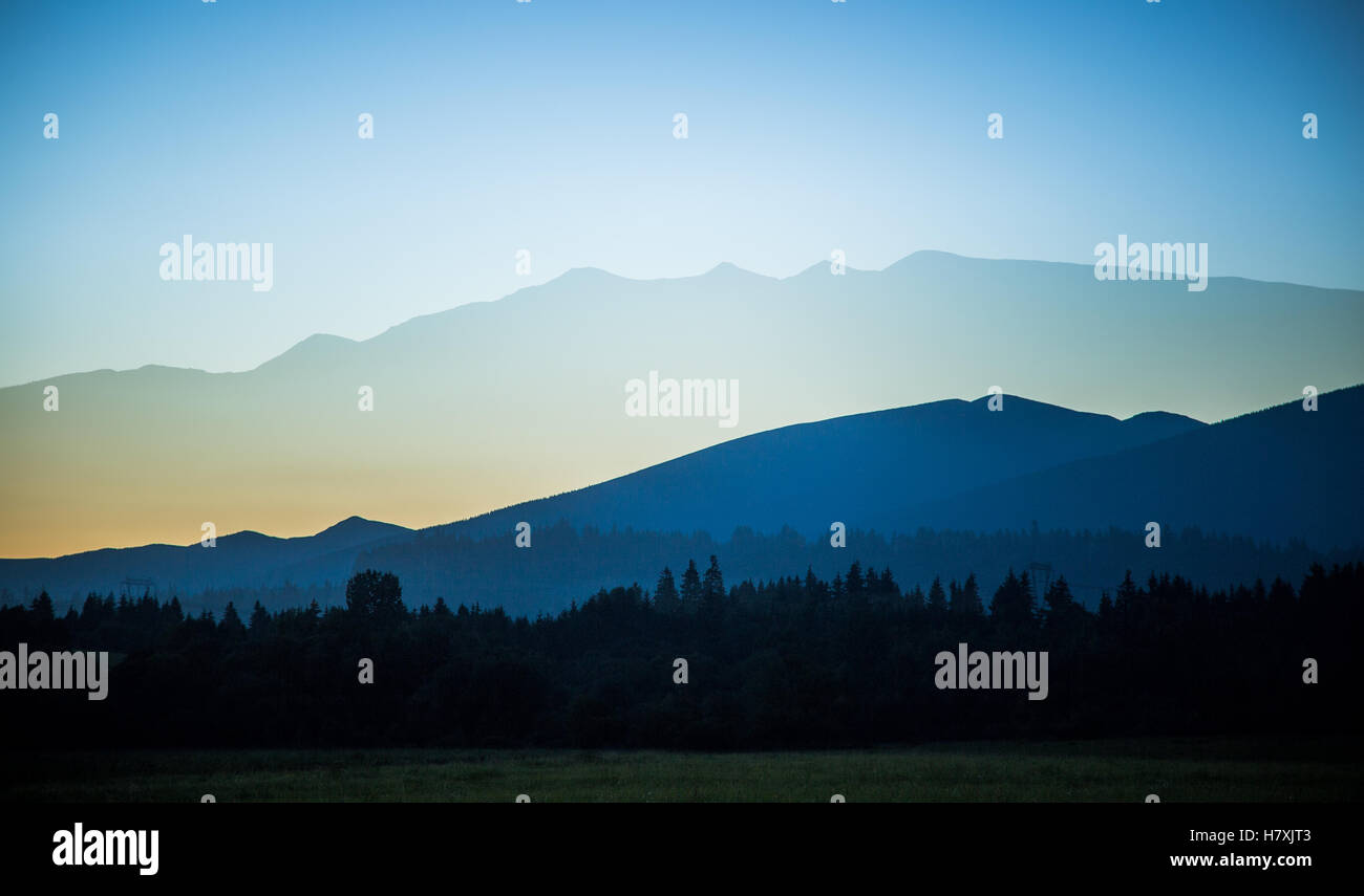A beautiful perspective view above mountains with a gradient Stock ...