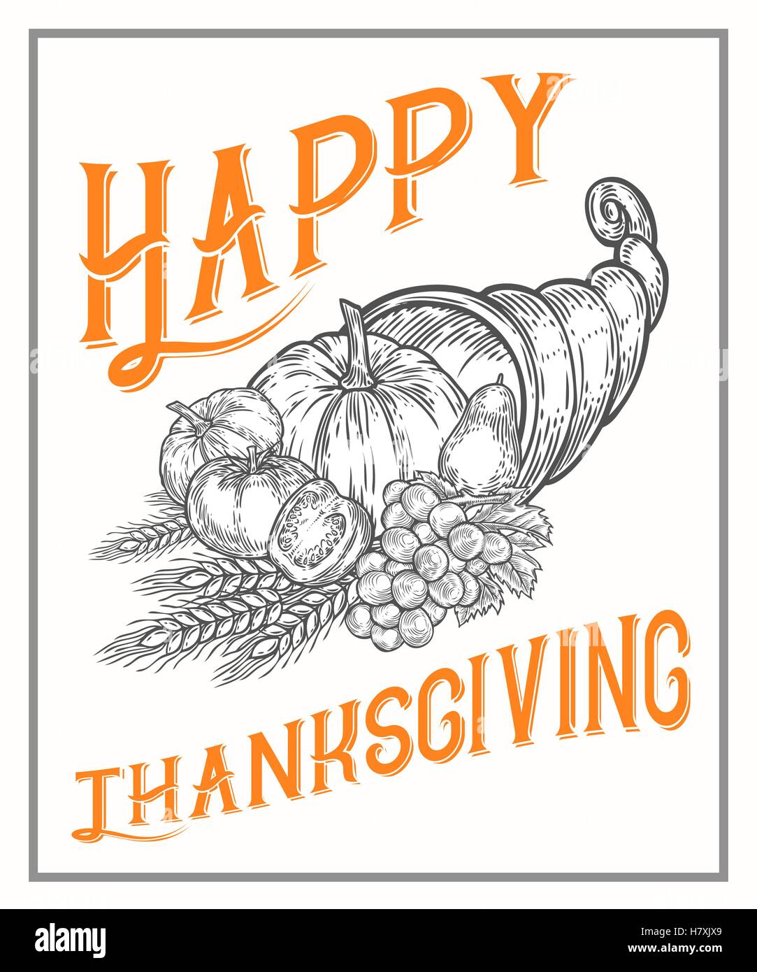 Thanksgiving autumn cornucopia festival poster, banner. Monochrome ...
