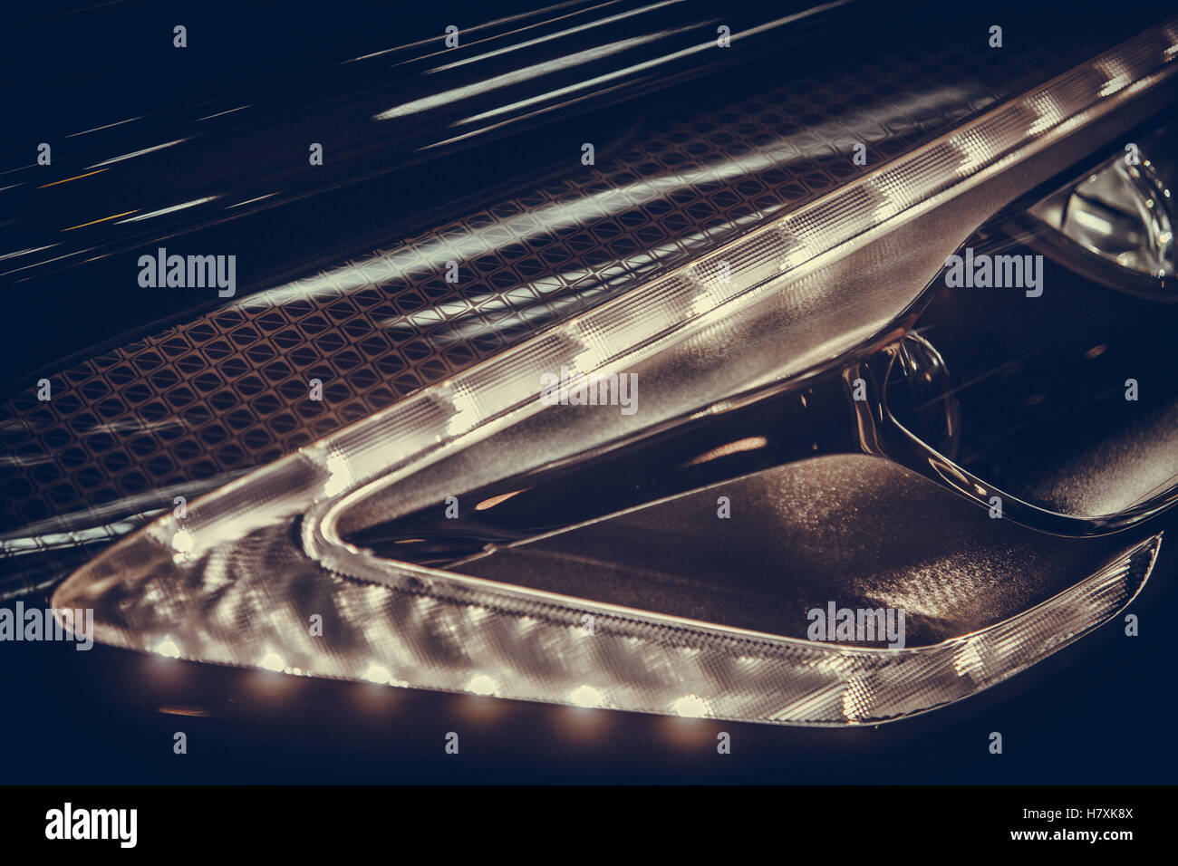 Close up shot of a car's LED headlight Stock Photo - Alamy