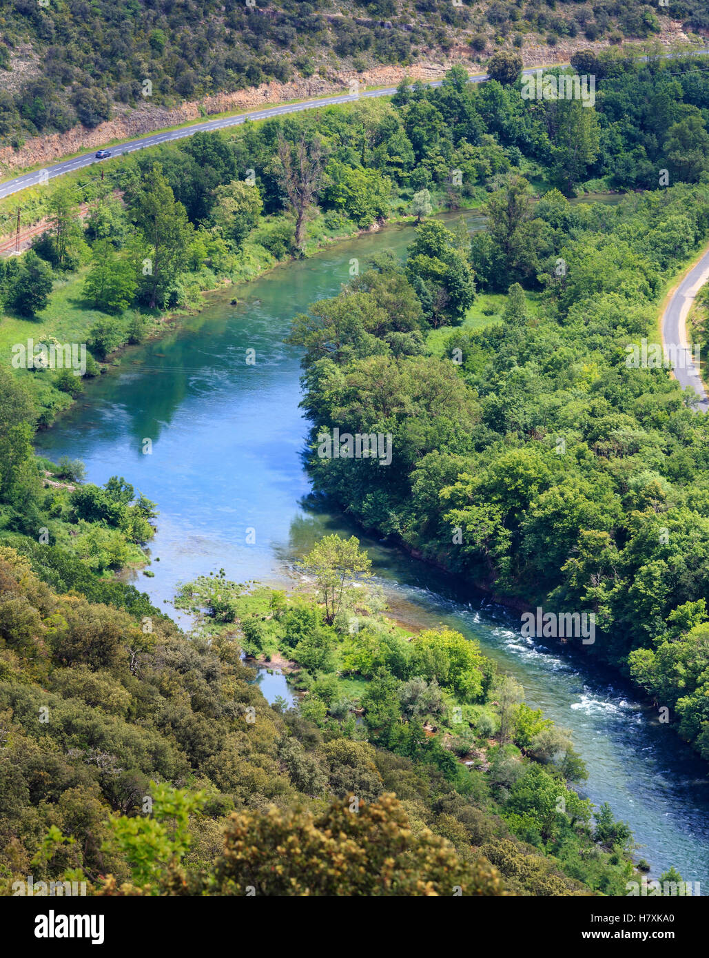 Summer view on valley River Tarn. Millau, France Stock Photo - Alamy