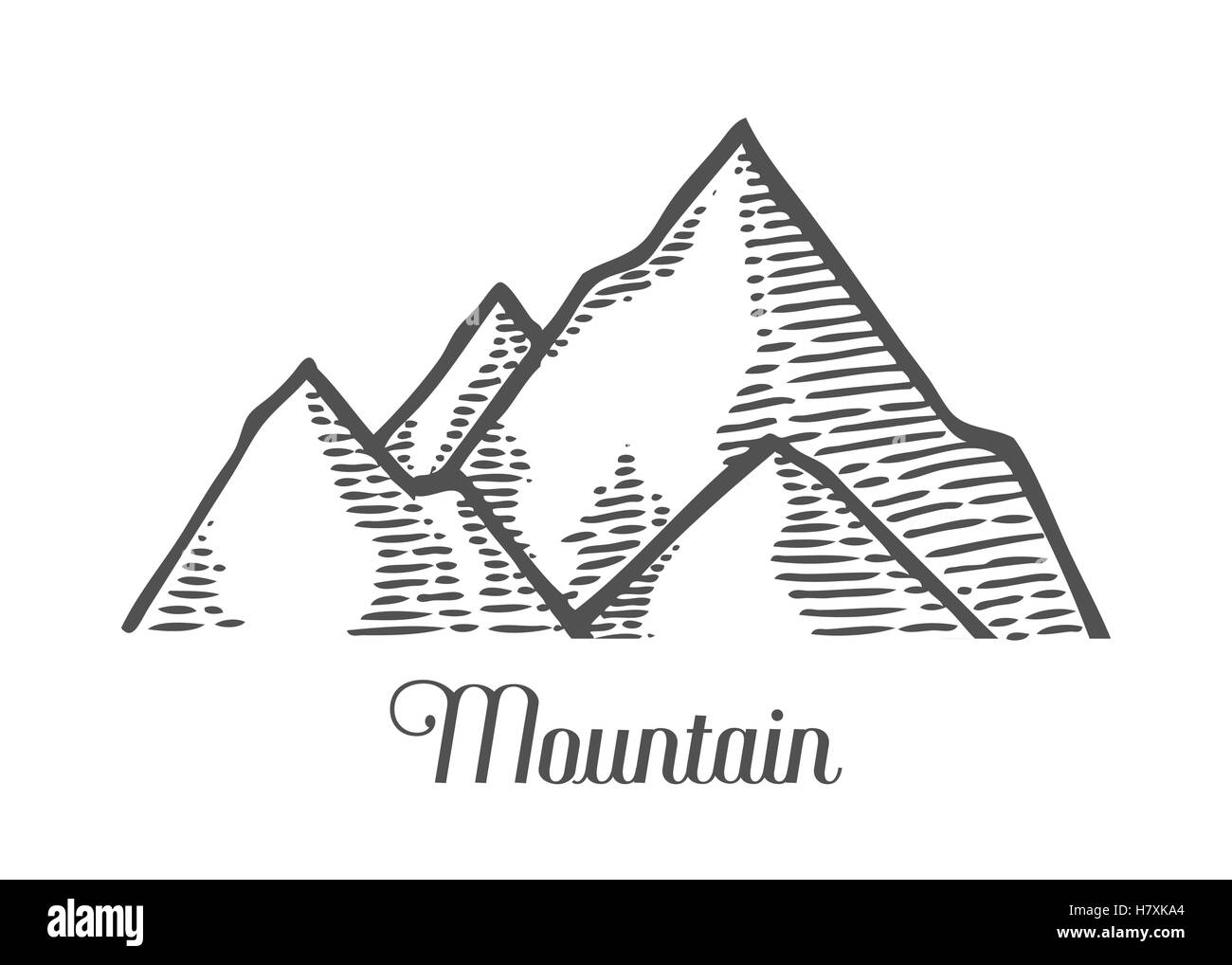 Mountain hand drawn sketch vector illustration in engraving style ...