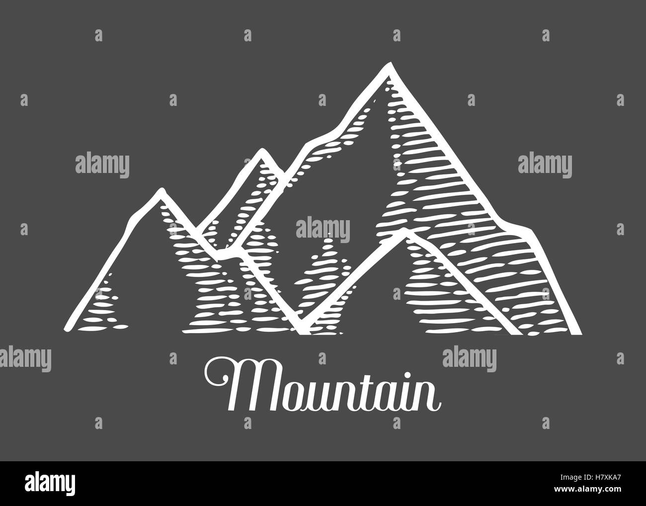 Mountain hand drawn sketch vector illustration in engraving style ...