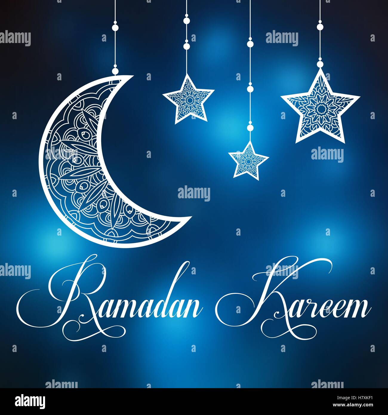 Ramadan Kareem background with ornamental moon and stars. Greeting card ...