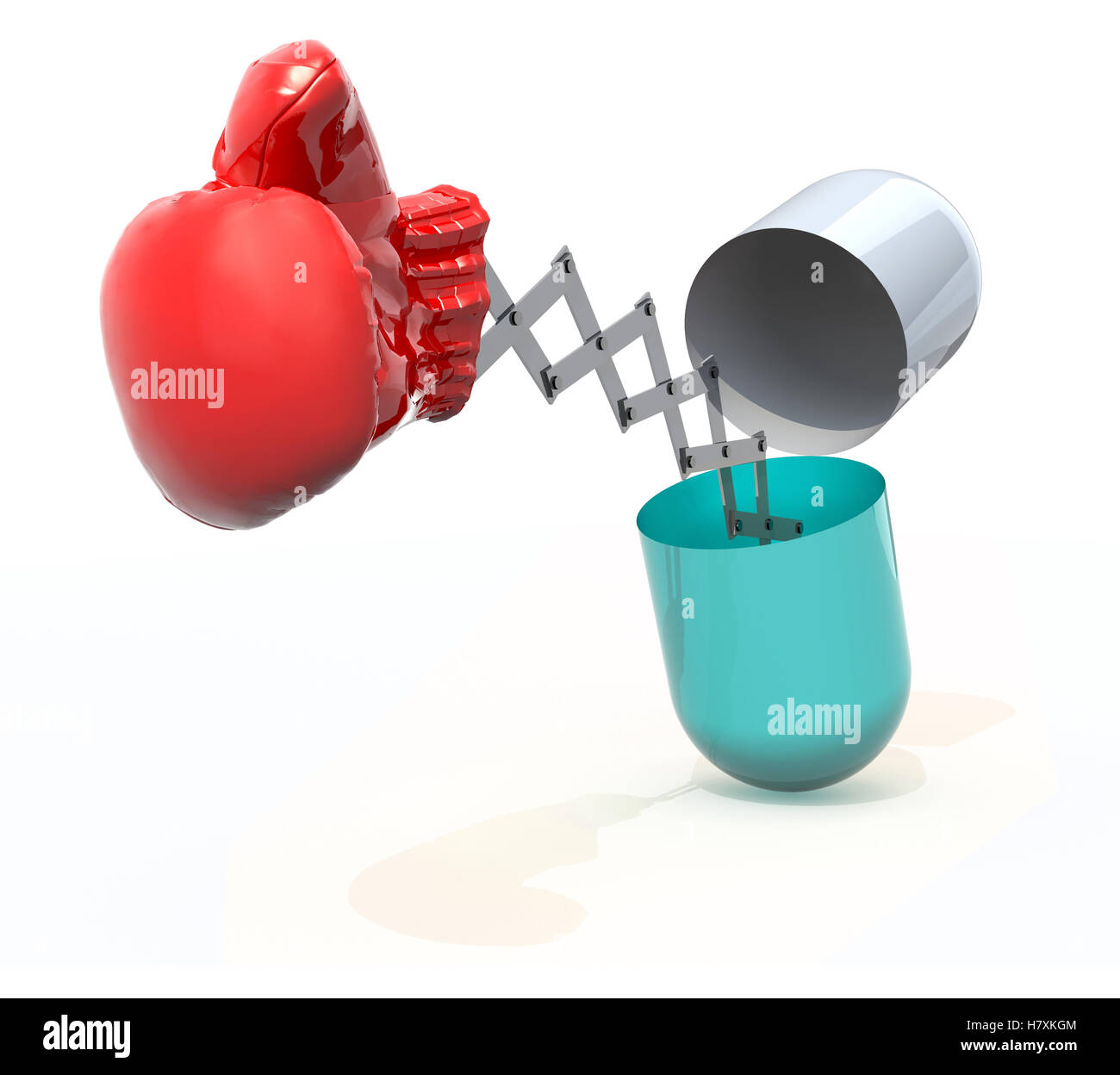 pill with a boxing glove emerging out isolated 3d illustration Stock ...