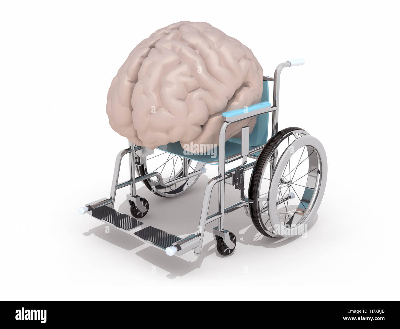 human brain on a wheelchair isolated 3d illustration Stock Photo - Alamy