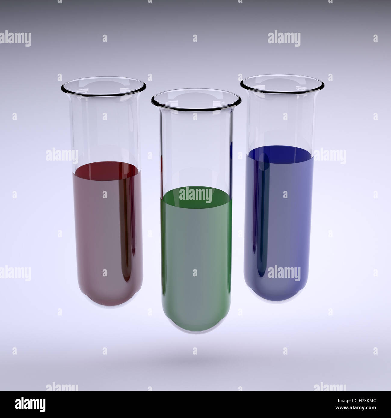 three testtubes with colored liquid inside, 3d illustration Stock Photo ...