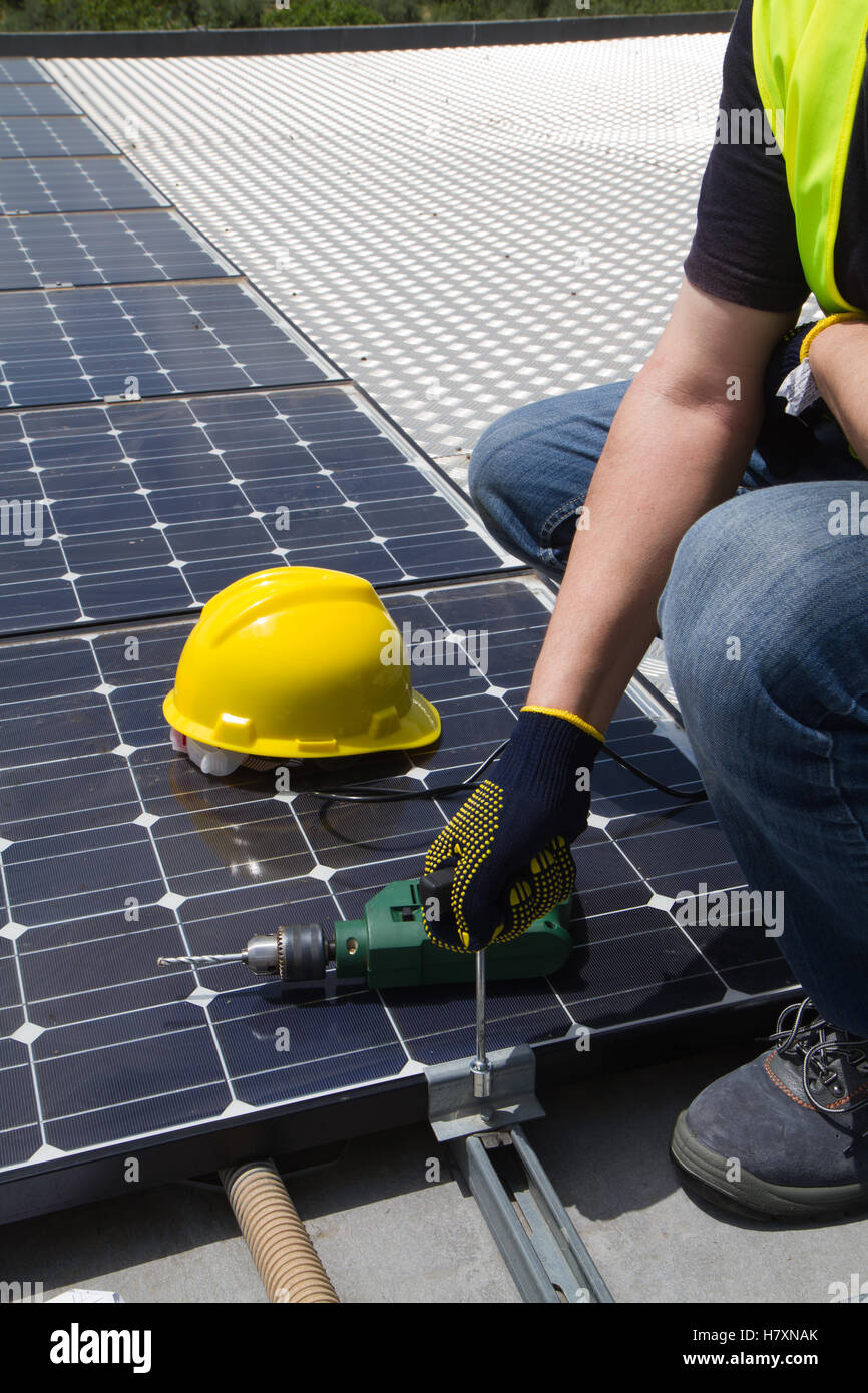 skilled worker at work on a photovoltaic plant Stock Photo - Alamy