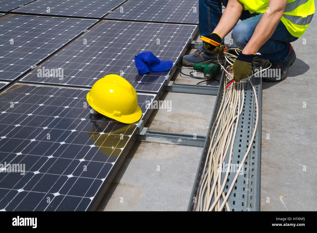 skilled worker at work on a photovoltaic plant Stock Photo - Alamy
