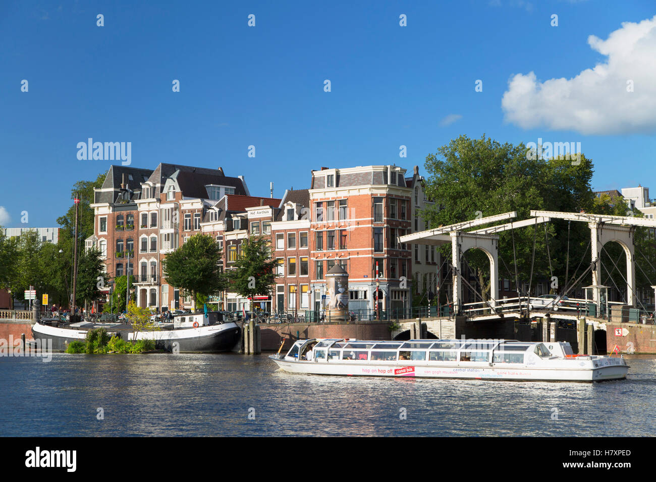 Boat on Amstel River, Amsterdam, Netherlands Stock Photo - Alamy