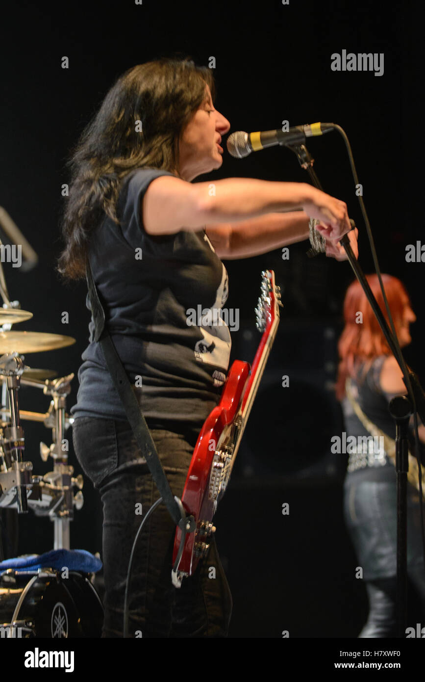 Girlschool on stage Stock Photo - Alamy