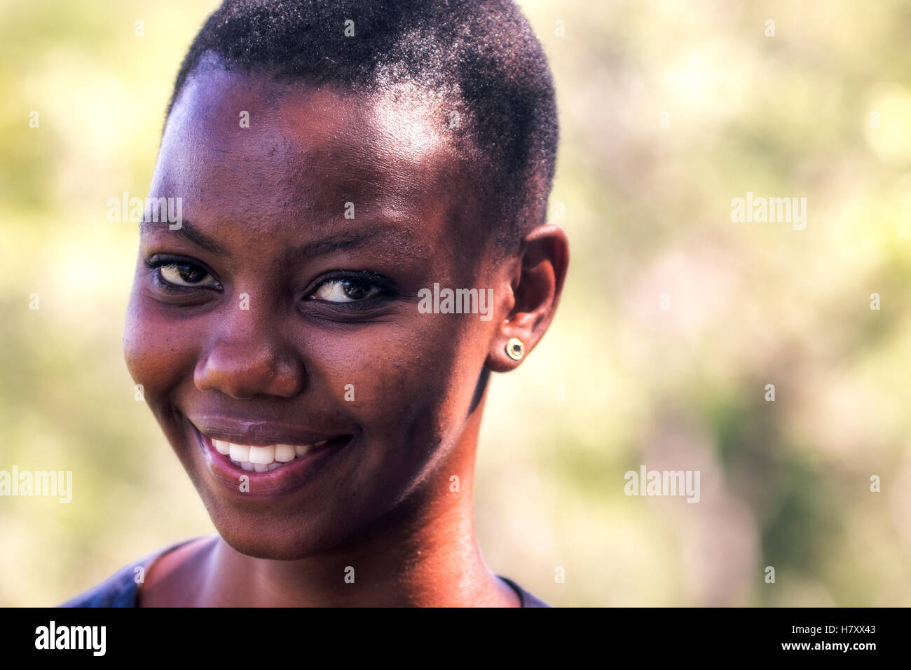 Portrait of an African woman smiling; South Africa Stock Photo - Alamy