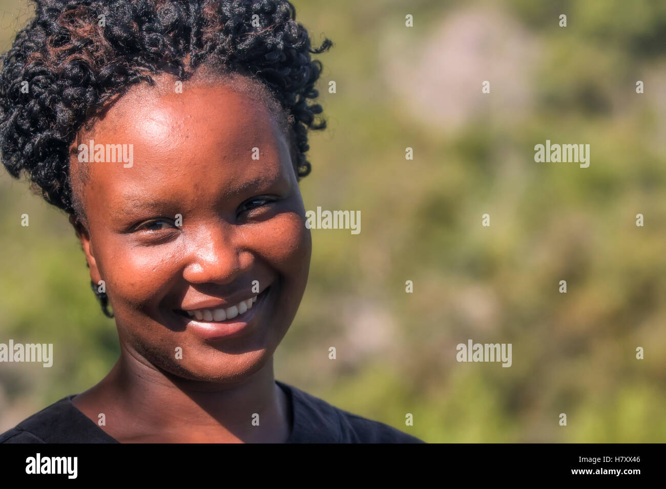Portrait of an African woman smiling; South Africa Stock Photo - Alamy
