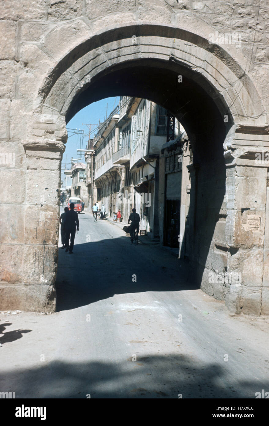 A gate in the old town of the syrian city of Damascus, Syria April 1963 ...