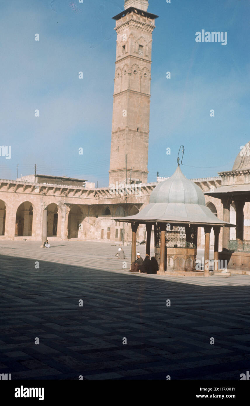 The inner courtyard of the great Mosque of Aleppo in the syrian city of ...