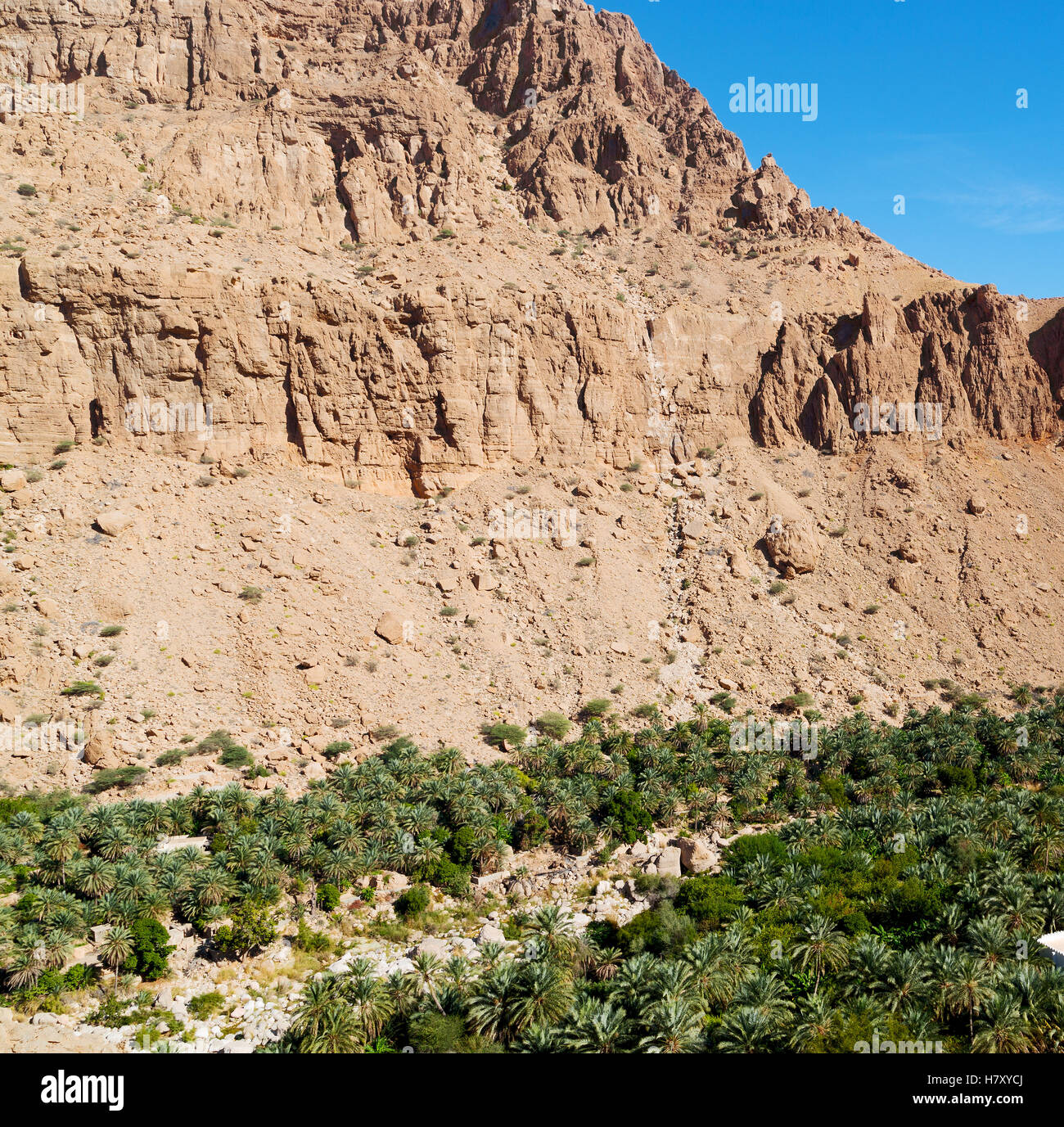 gorge and canyon the deep cloudy sky in oman the old mountain Stock ...