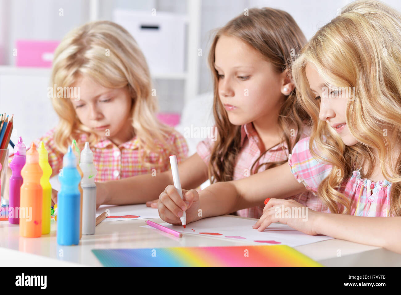 girls on lesson of art Stock Photo - Alamy
