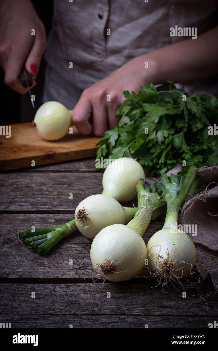 Onion hands hi-res stock photography and images - Alamy