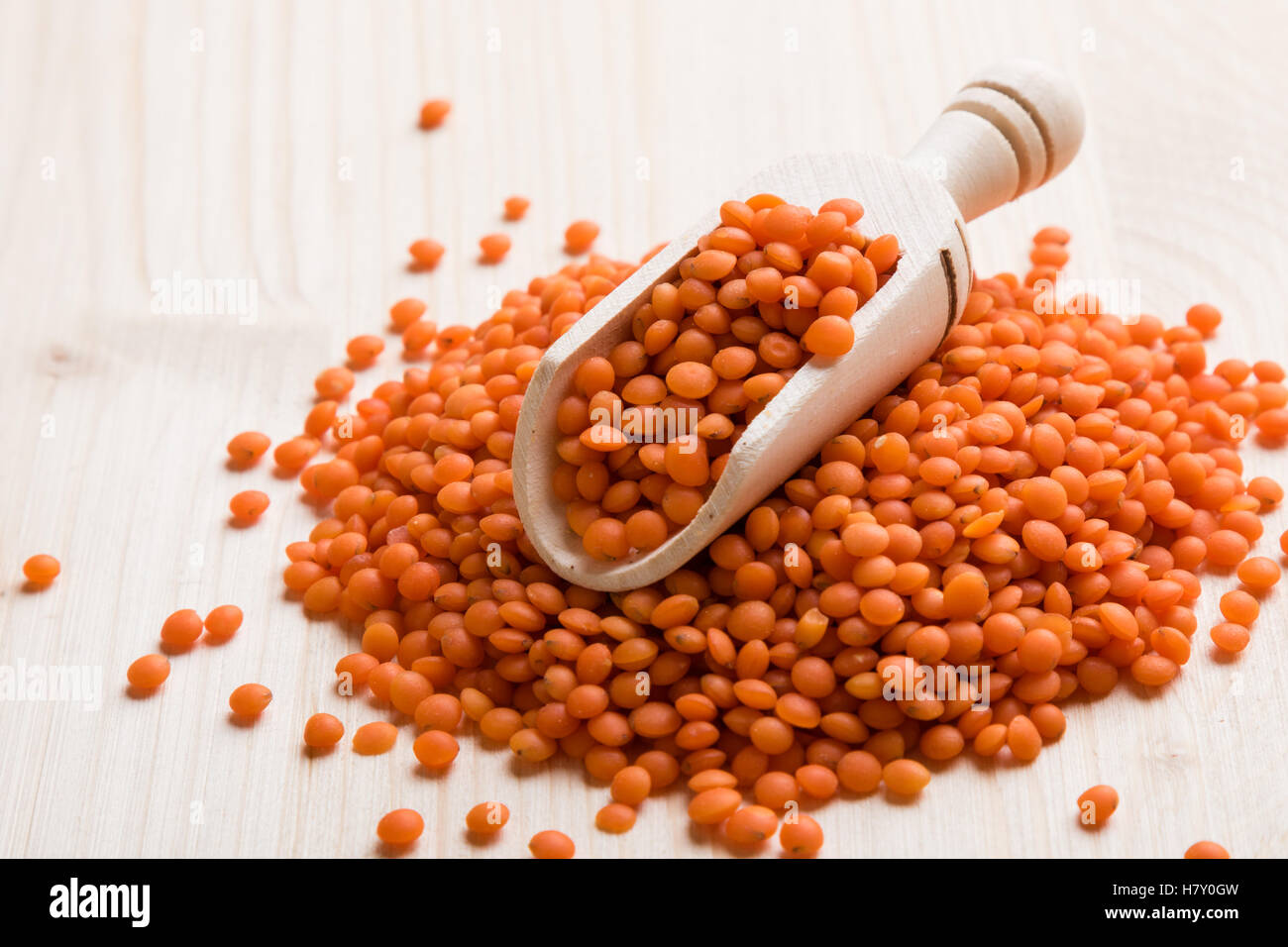 natural organic dry lentils on table with scoop Stock Photo - Alamy