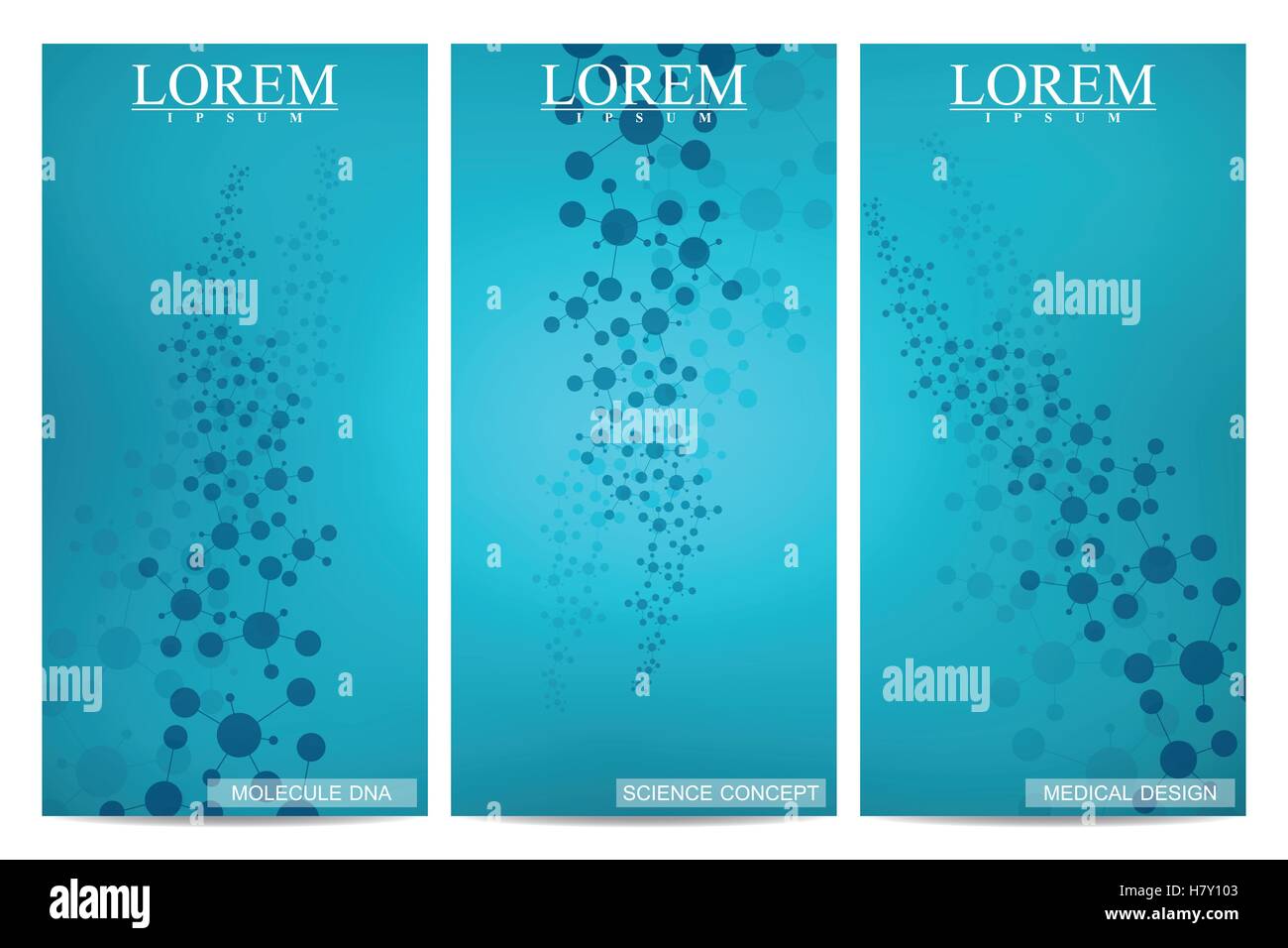 Set of modern vector flyers. Abstract background with molecule ...