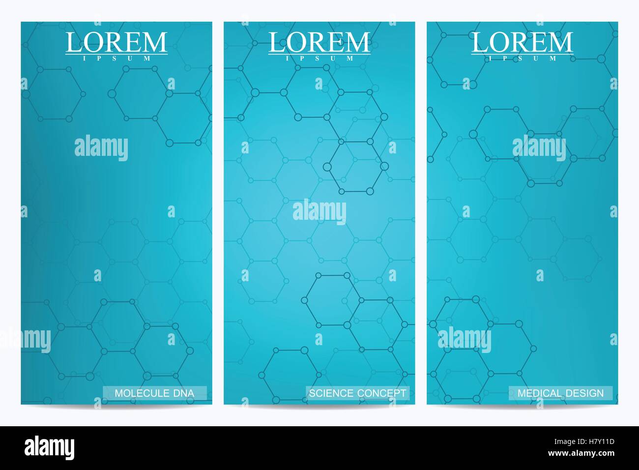 Set of modern vector flyers. Abstract background with molecule ...