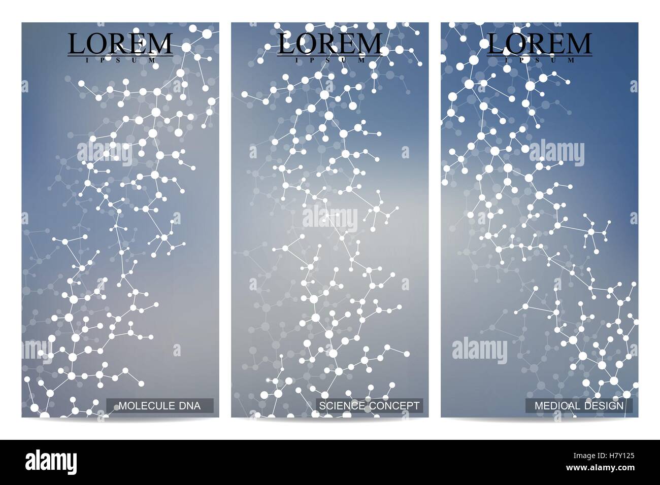 Set of modern vector flyers. Abstract background with molecule ...